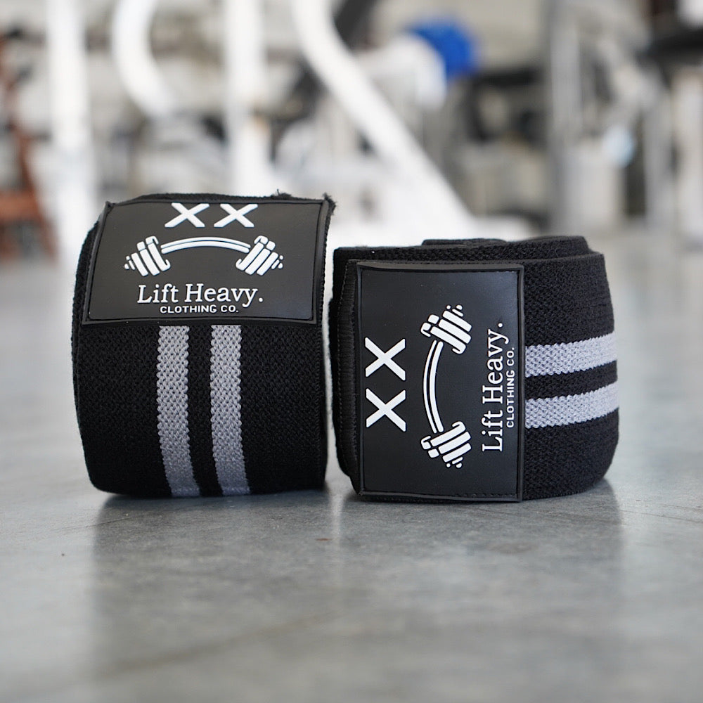 LIFT HEAVY KNEE WRAPS - BLACK/GRAY | Lift Heavy Clothing