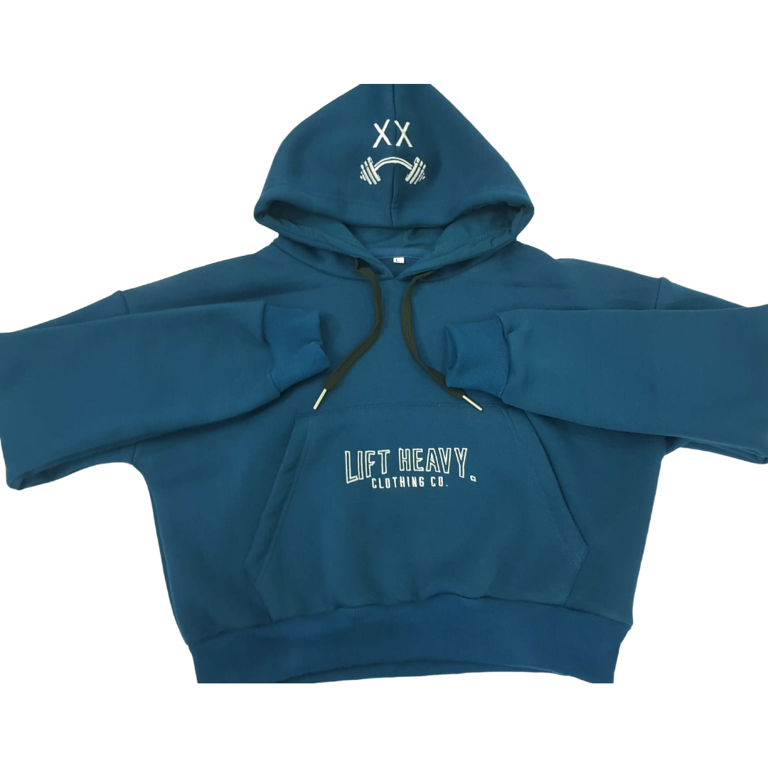 WOMEN CROPPED HOODIE-SPACE BLUE | Lift Heavy Clothing